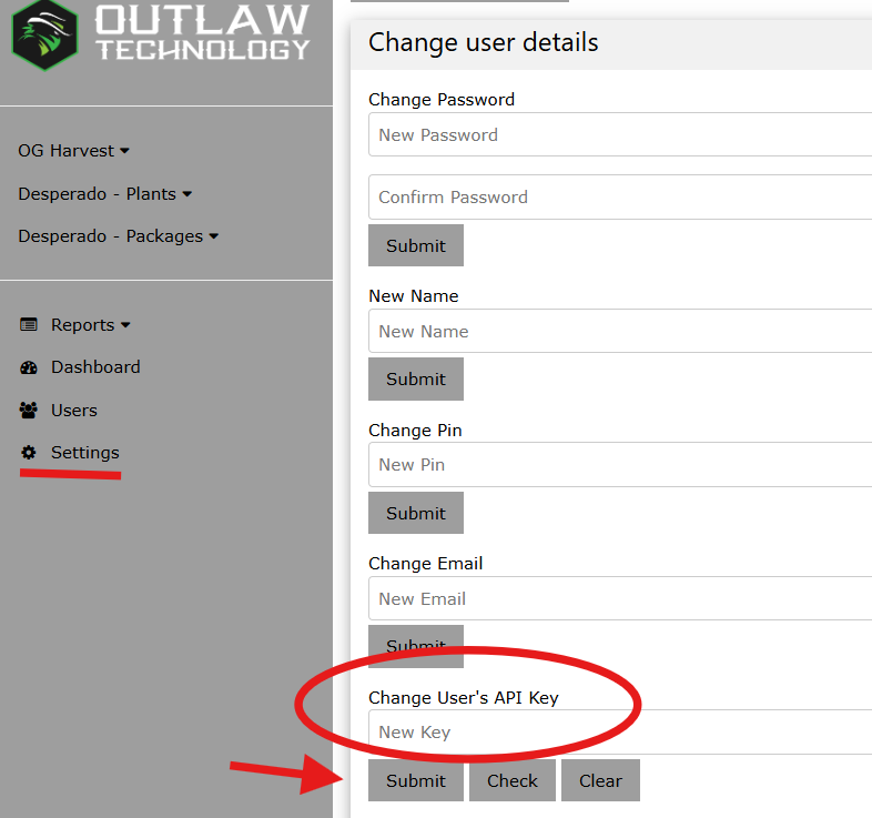 Updating Metrc API Keys - User Account – Outlaw Technology